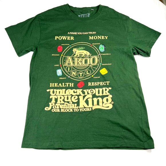Akoo | Shirts | Akoo A King Of Oneself Mens Graphic Tshirt Size L Green ...